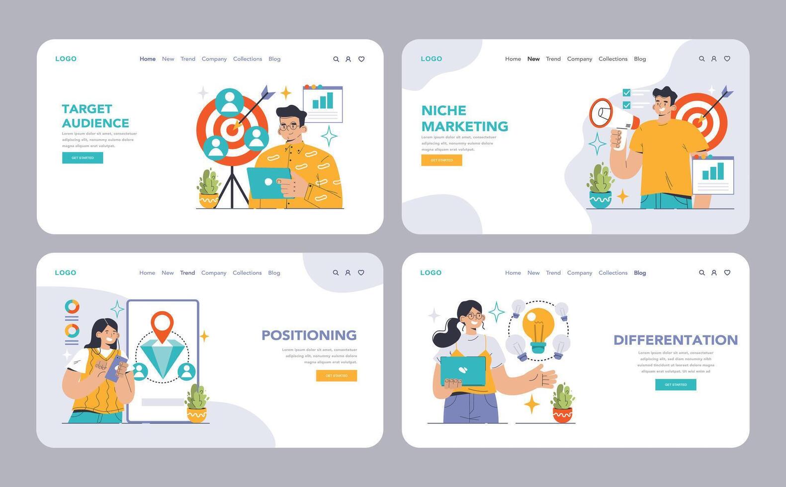 Niche market web or landing set. Exploring target audience, value ... Niche market web or landing set. Exploring target audience, value ...