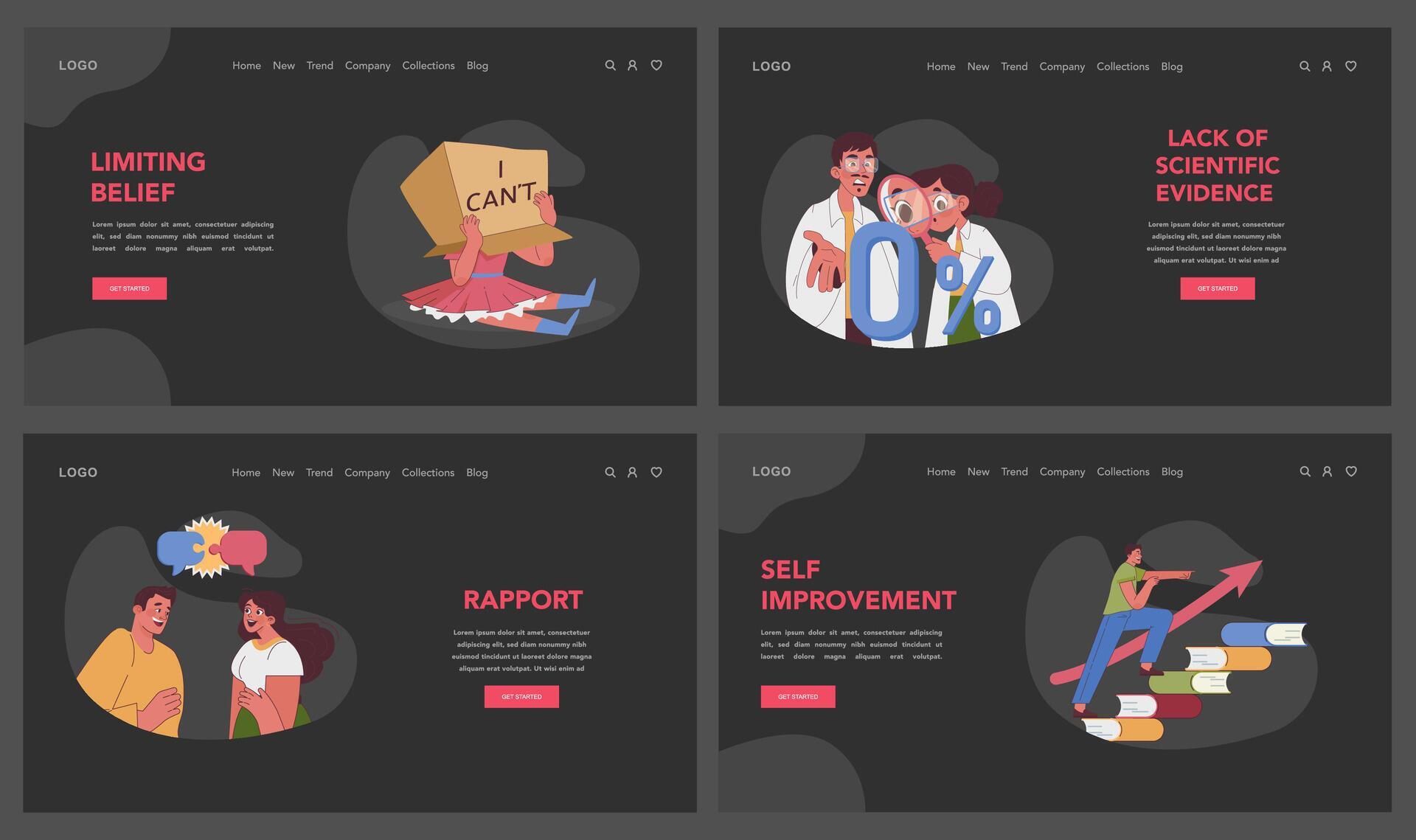 Neuro-linguistic programming steps set. Flat vector illustration ...