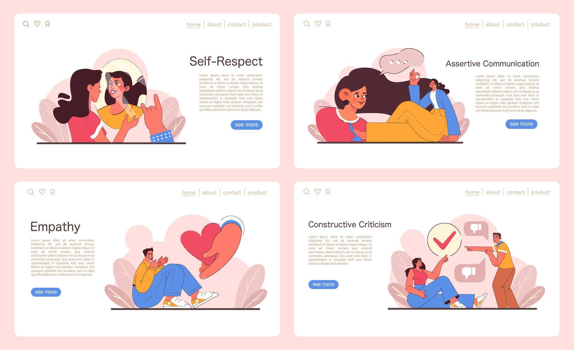 Assertiveness set. Flat vector illustration 41174771 Vector Art at Vecteezy Assertiveness set. Flat vector illustration 41174771 Vector Art at Vecteezy