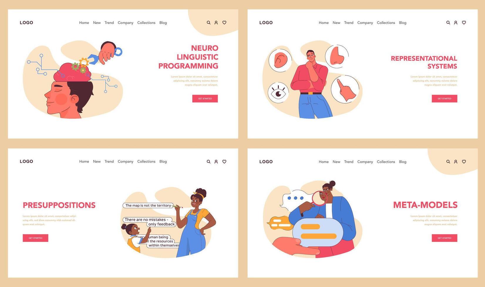 Neuro Linguistic Programming Concepts Set Flat Vector Illustration 41174900 Vector Art At Vecteezy