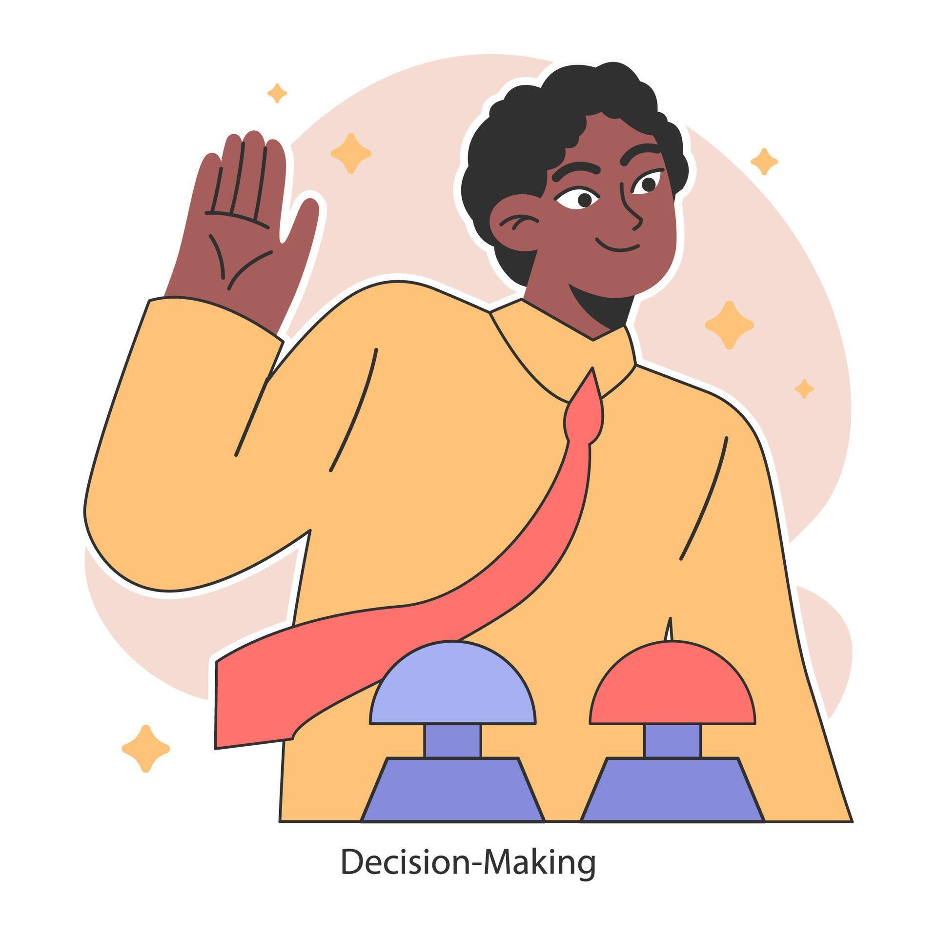 Decision-Making. Confident man pushing a button, confidently choosing 41175038 Vector Art at ...