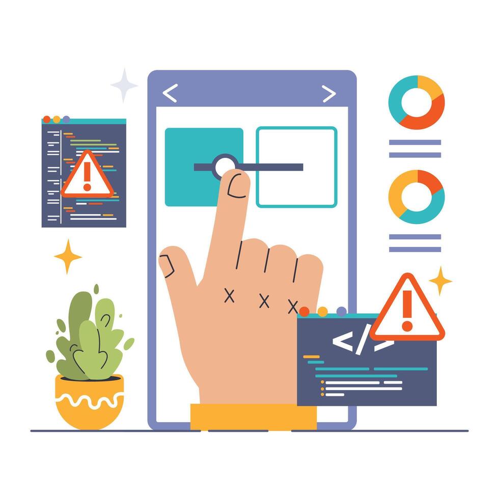 Software Testing Code Testing And Debugging It Specialist Searching 41175528 Vector Art At