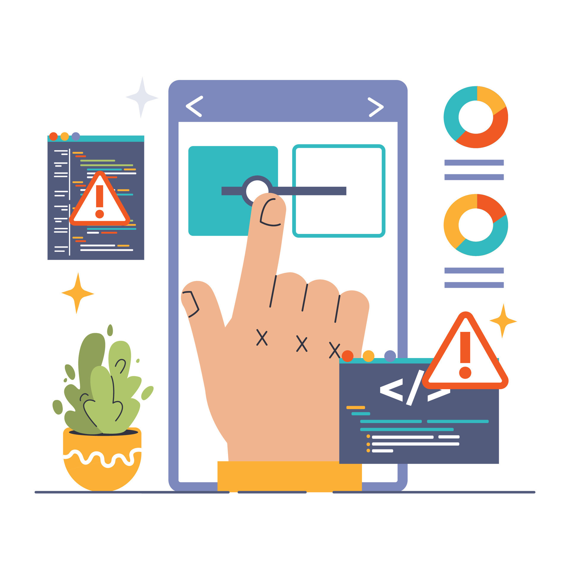 Software Testing Code Testing And Debugging It Specialist Searching 41175528 Vector Art At