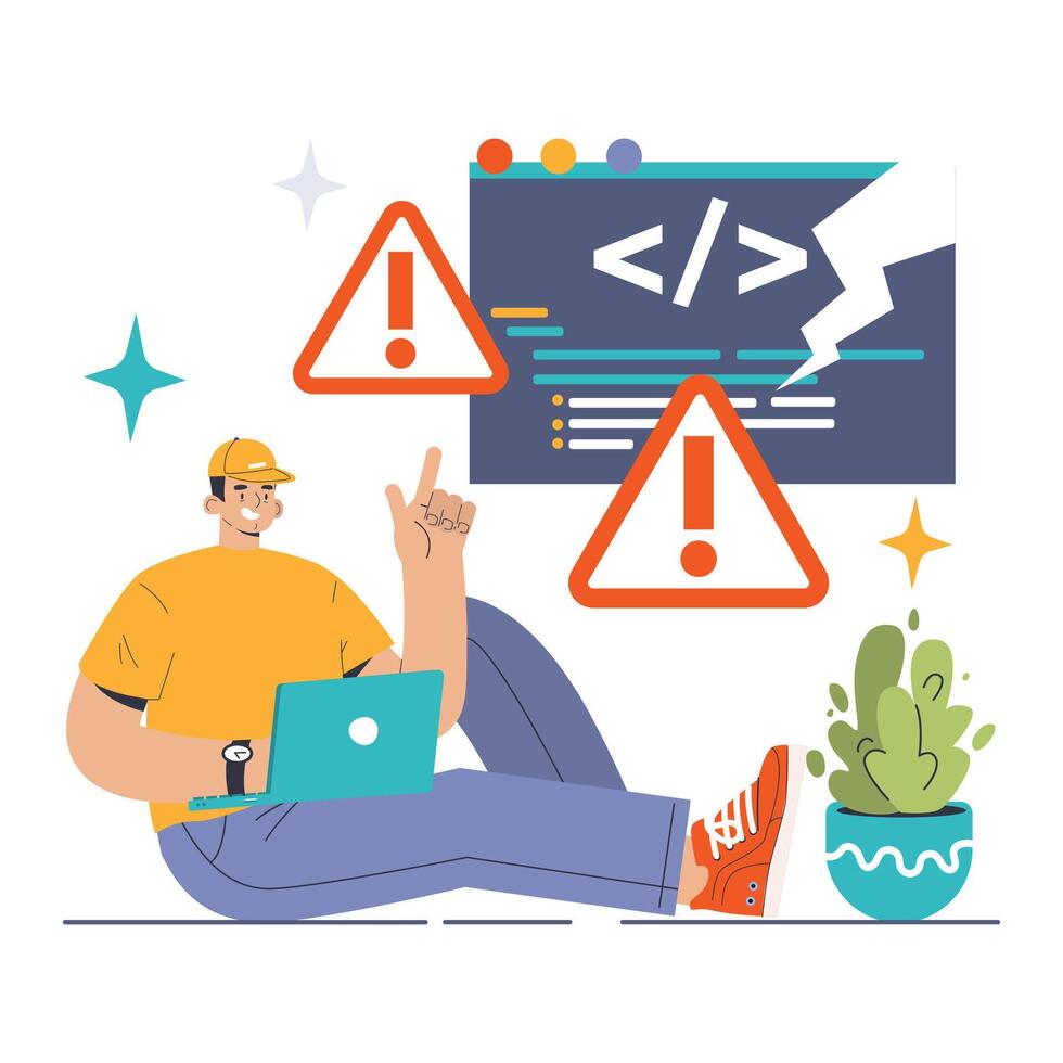 Software Testing Code Testing And Debugging It Specialist Searching 41175545 Vector Art At