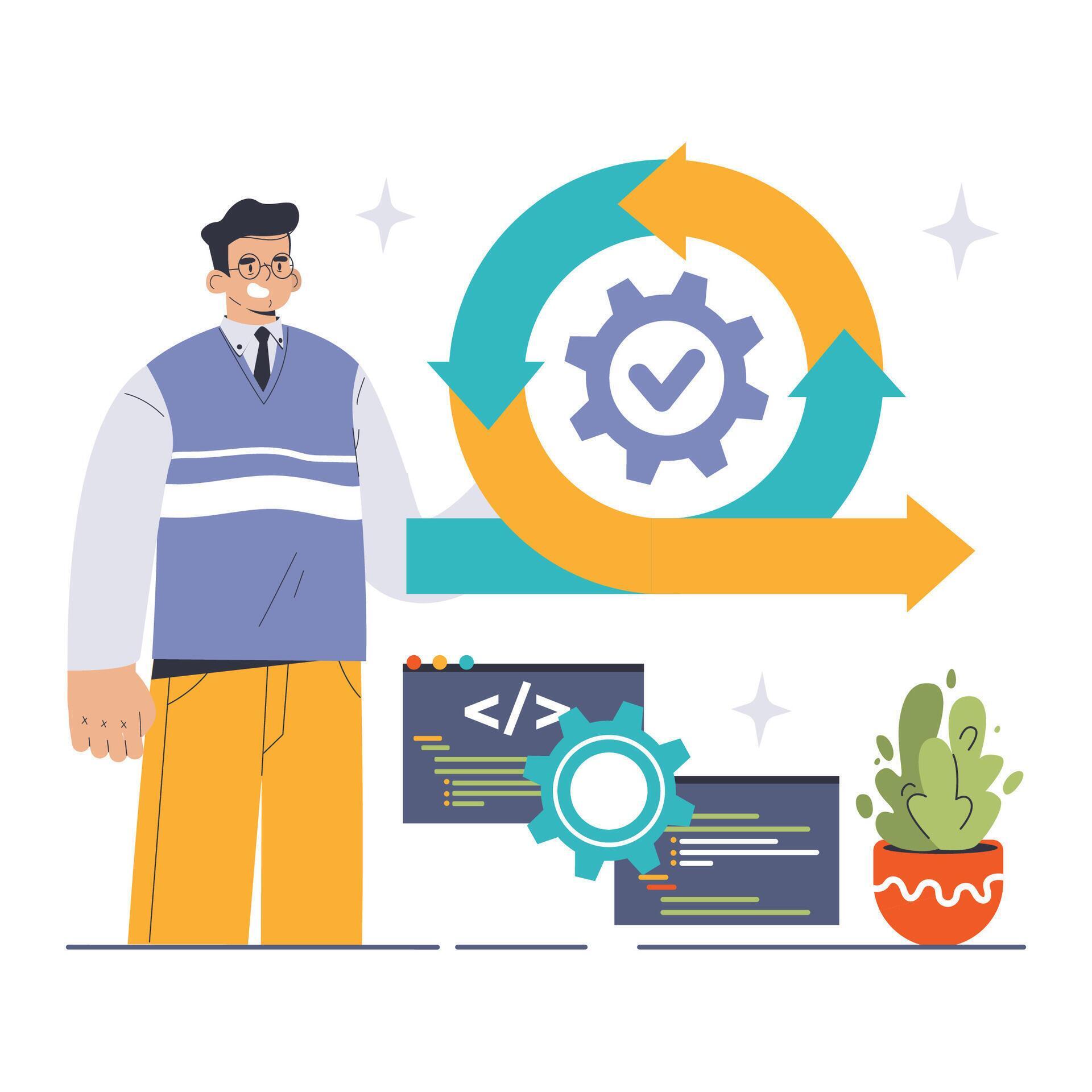 DevOps. Software development methodology. Software development 41175550 Vector Art at Vecteezy