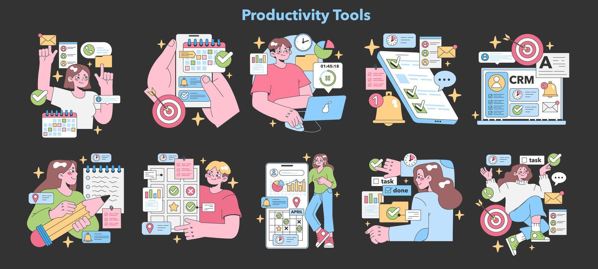 Productivity Tools set. Flat vector illustration 41175778 Vector Art at ...