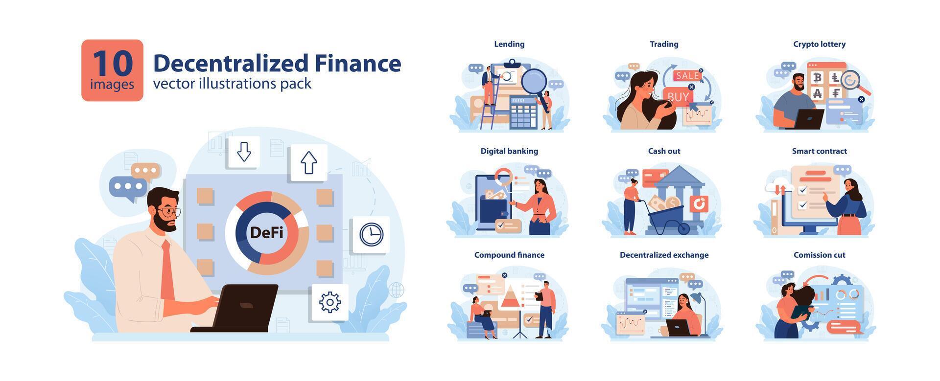 Defi Decentralized Finance Set Smart Distributed Ledger 41176674 Vector Art At Vecteezy