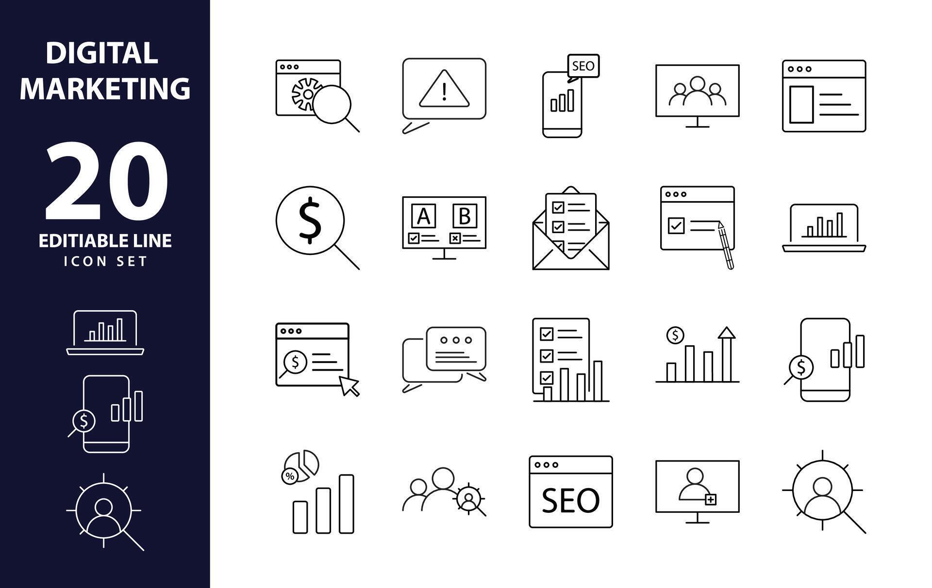 Dynamic Digital Presence Comprehensive Set of Digital Marketing Line ...