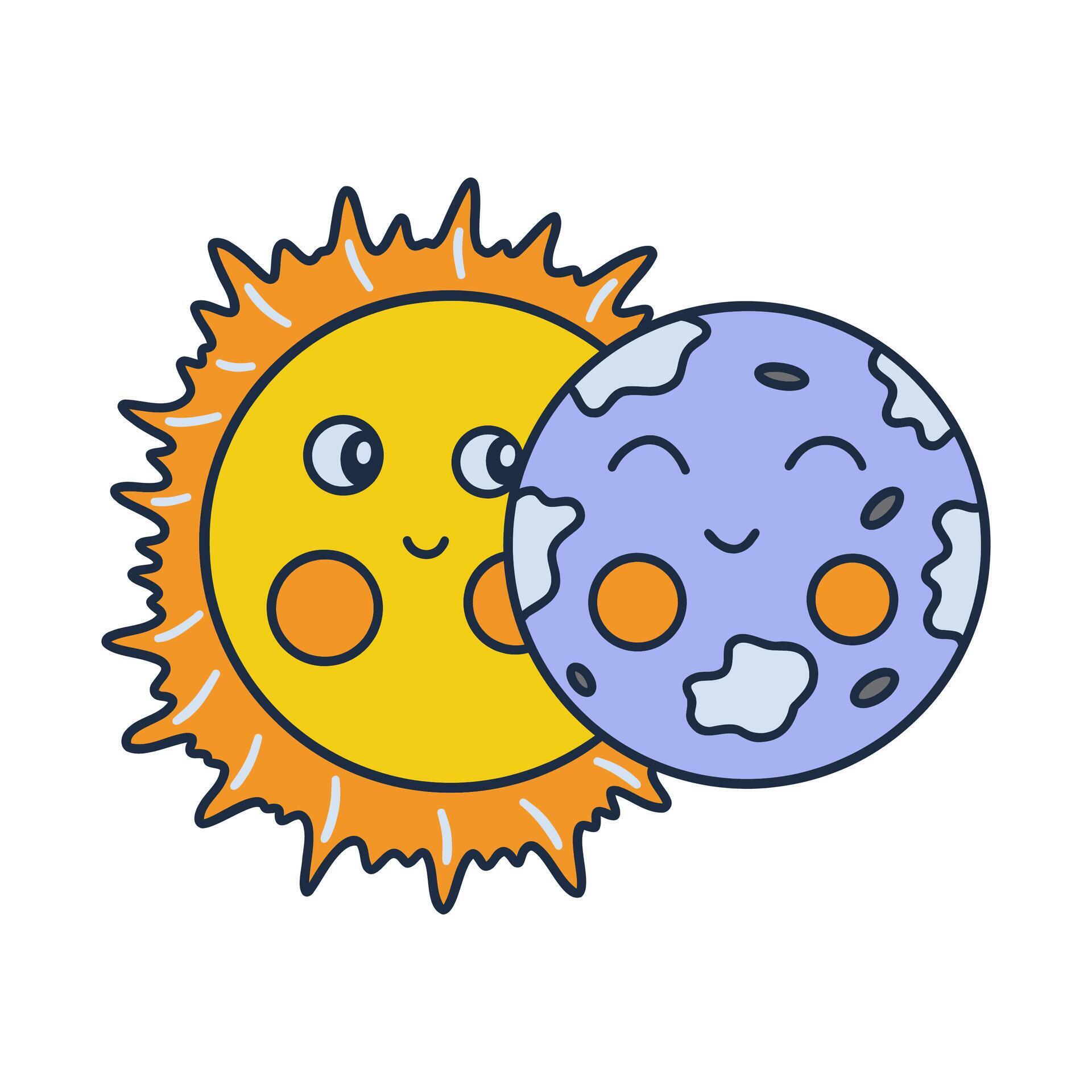 Partial solar eclipse, initial phase. Hand drawn vector 41266568 Vector ...