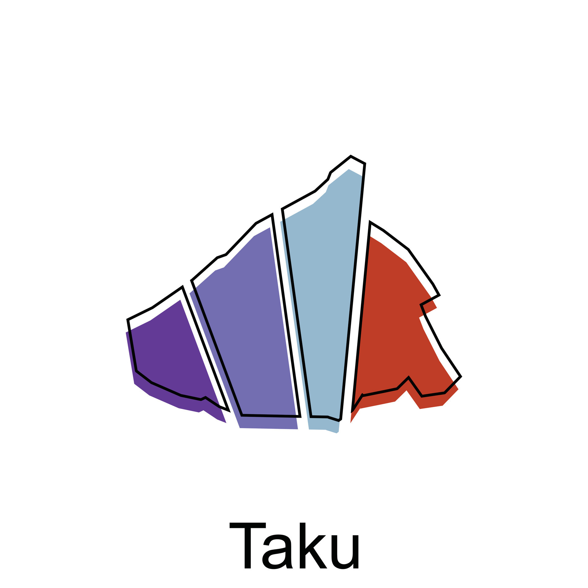 Taku City map illustration, Japan prefecture on white background ...