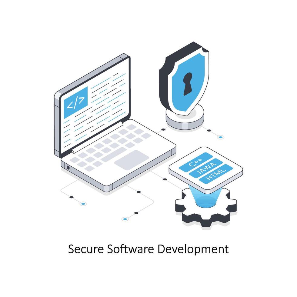 Secure Software Development isometric stock illustration. EPS File ...