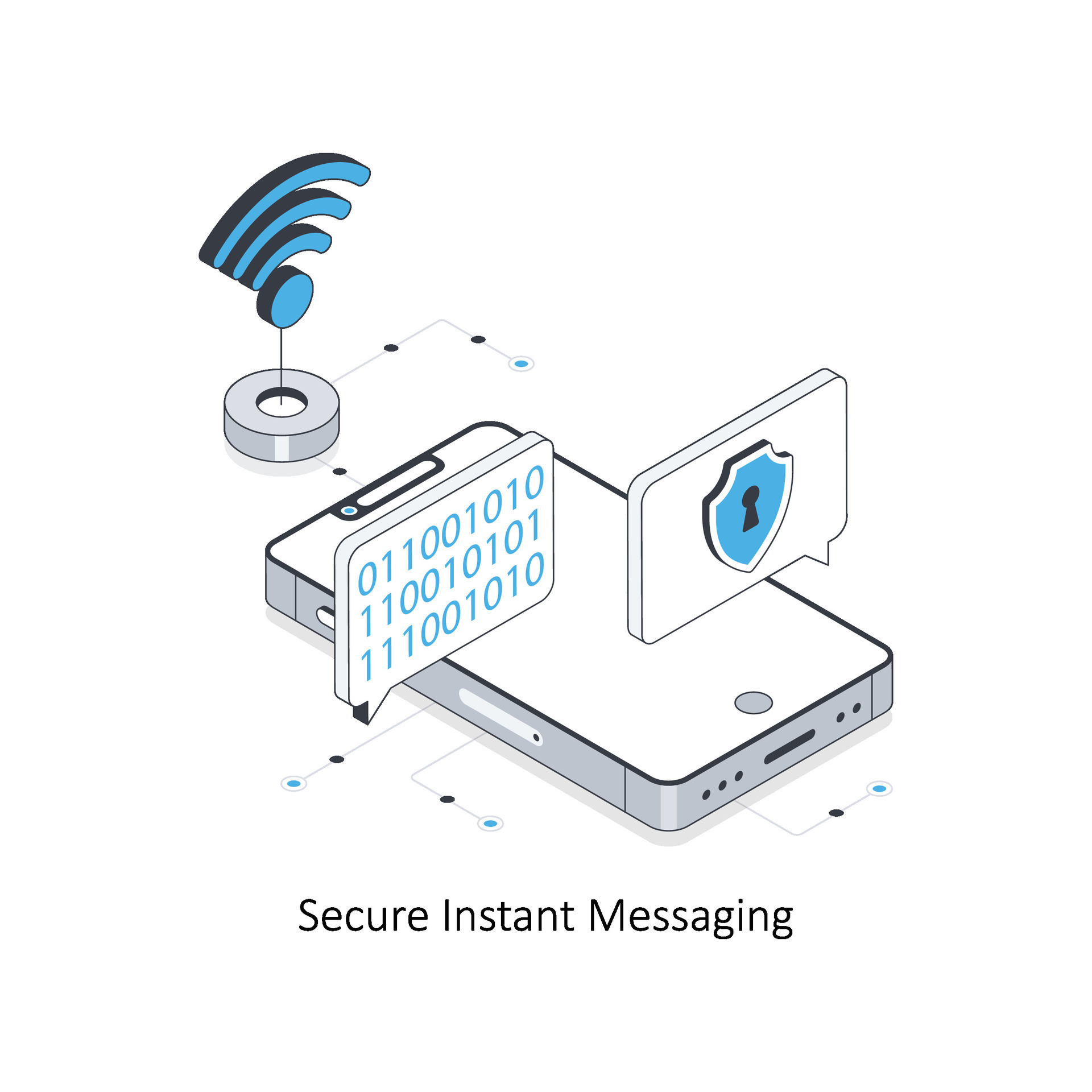 Secure instant messaging isometric stock illustration. EPS File stock ...