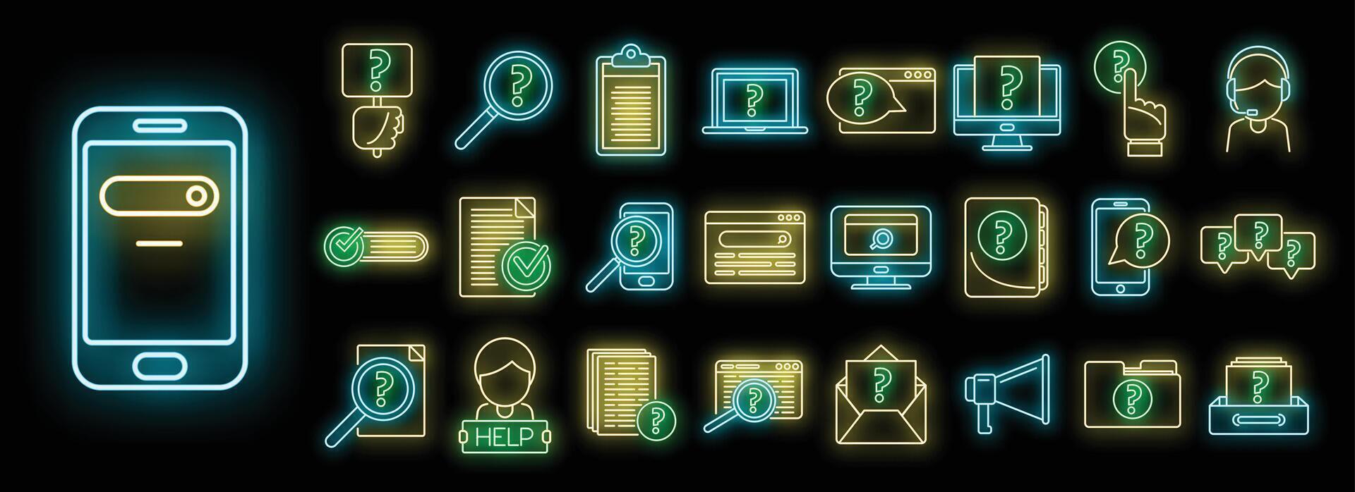 Request icons set vector neon 41272126 Vector Art at Vecteezy