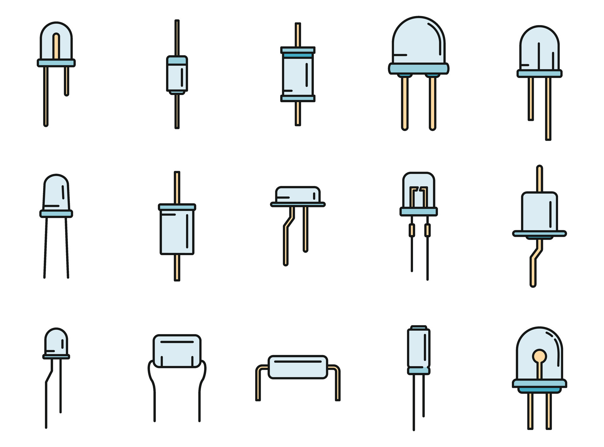 Diode icons set vector color 41272173 Vector Art at Vecteezy