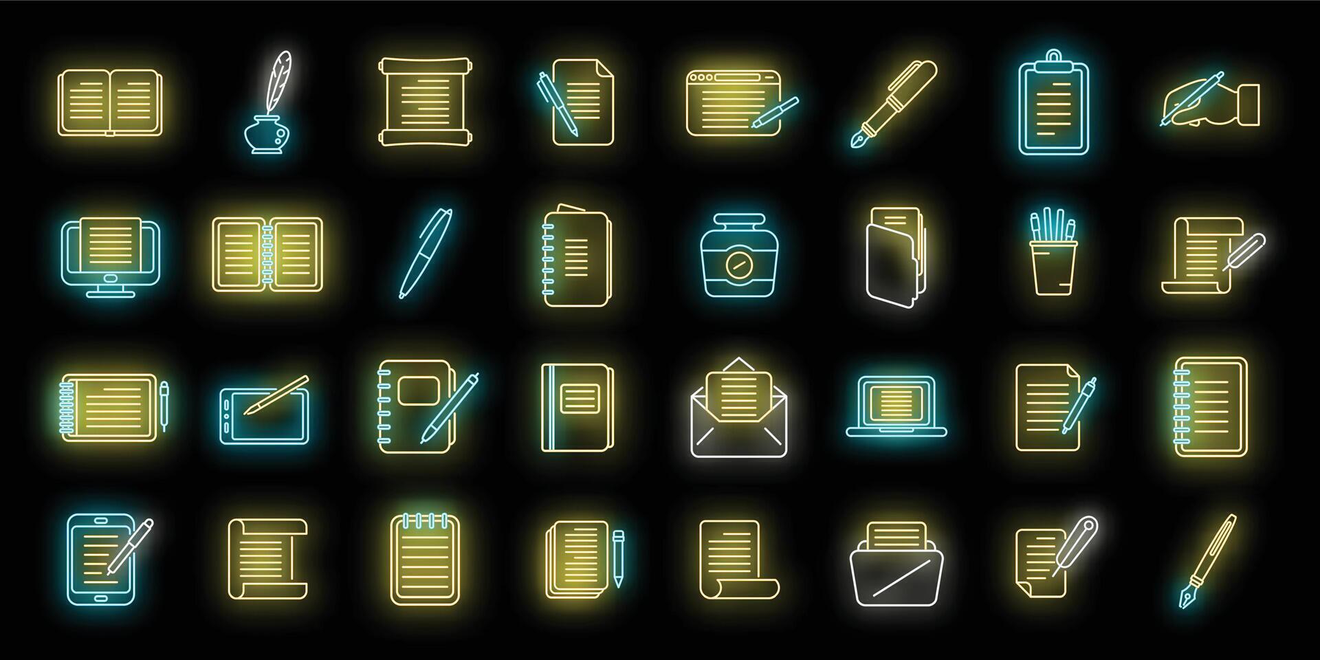 Writing icons set vector neon 41272212 Vector Art at Vecteezy