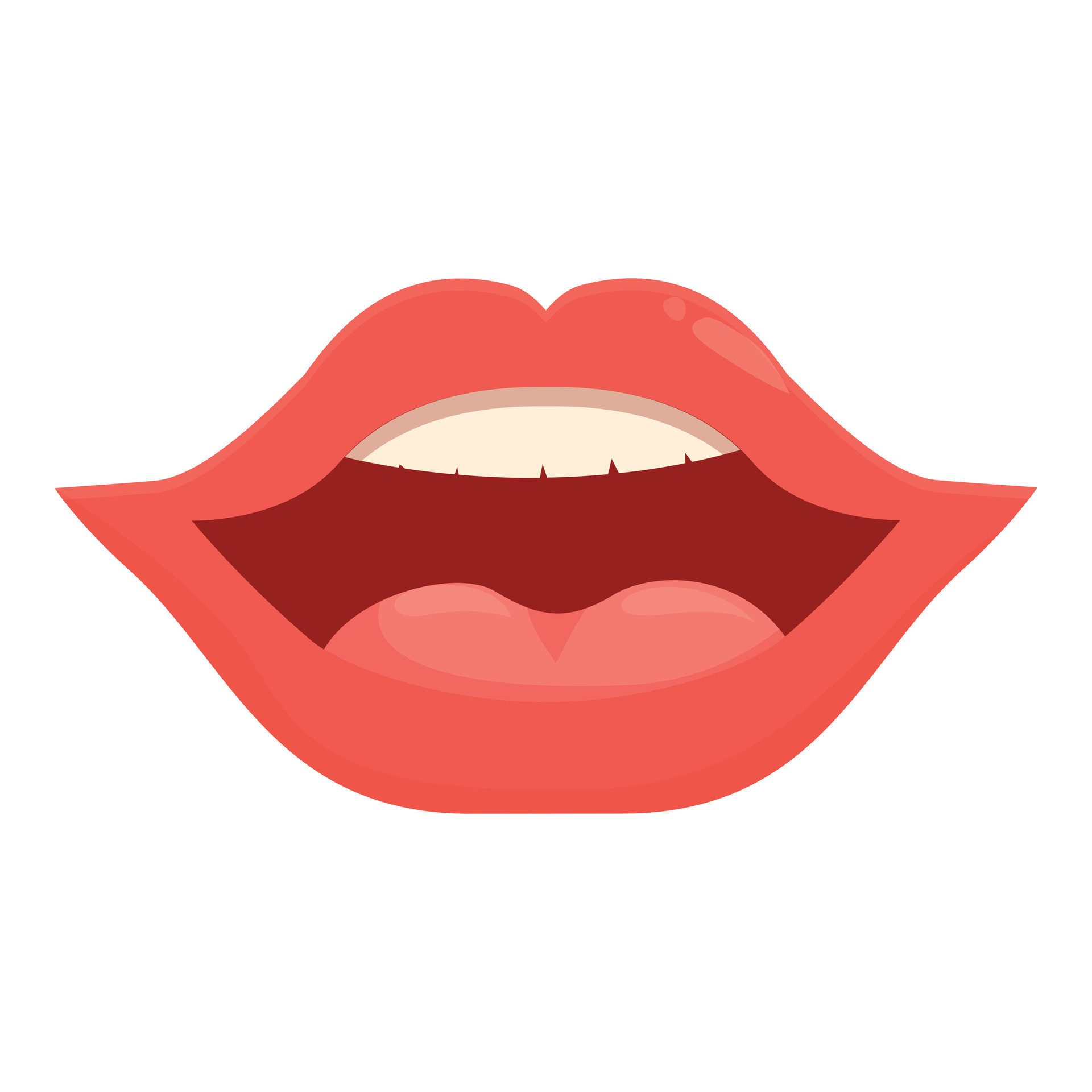 Cute Red Lips Icon Cartoon Vector Female Open Mouth 41277785 Vector