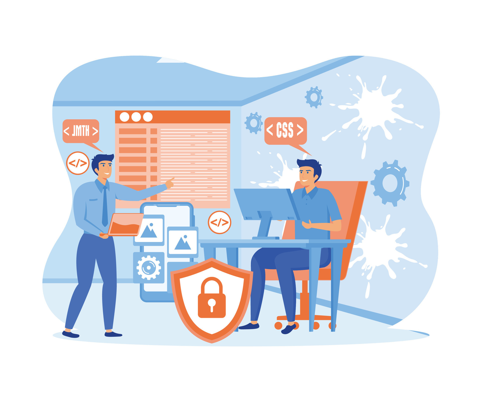 Web Development Programming Languages Programmer Developing Website Coding Flat Vector