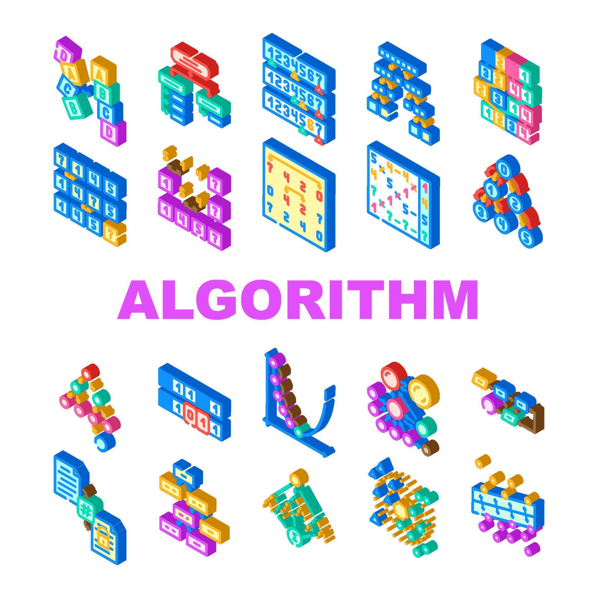 sorting algorithm data filter icons set vector 41280355 Vector Art at ...