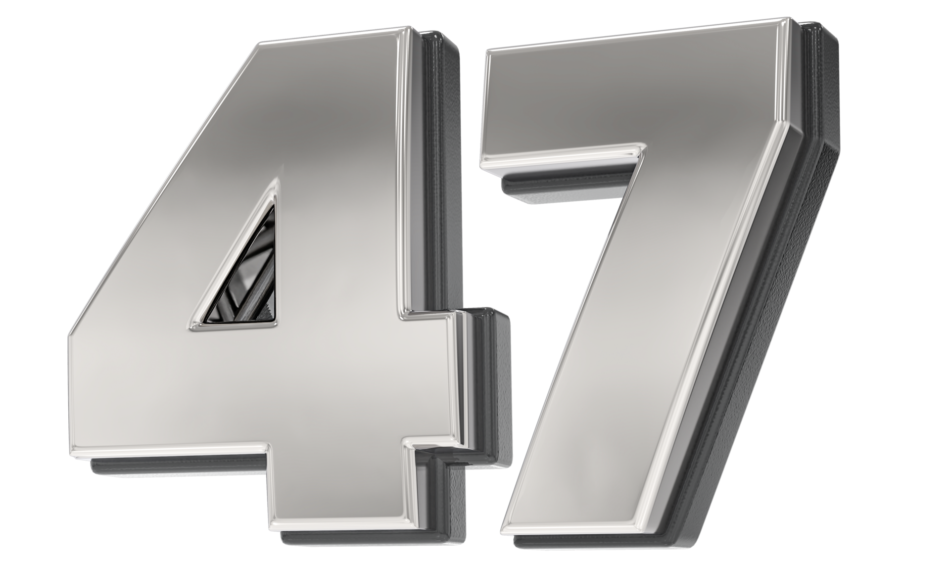 47 Number Silver And Black 3D Render 41280427 PNG