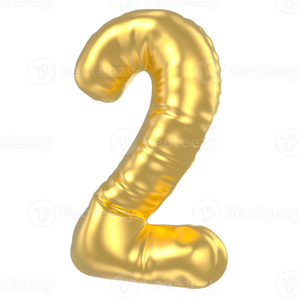 3d gold number 2 rendering 41280434 PNG