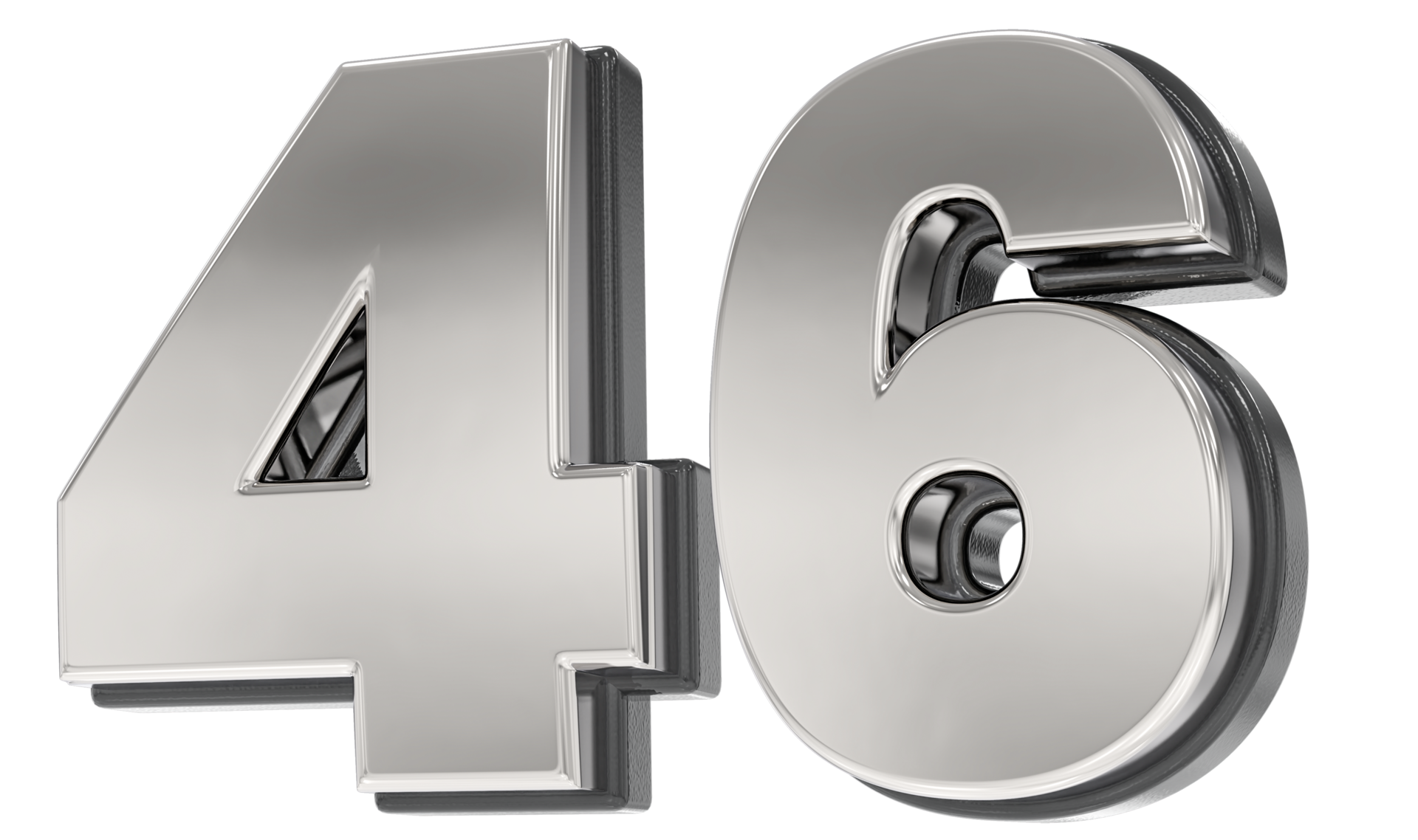 46 Number Silver And Black 3D Render 41280457 PNG
