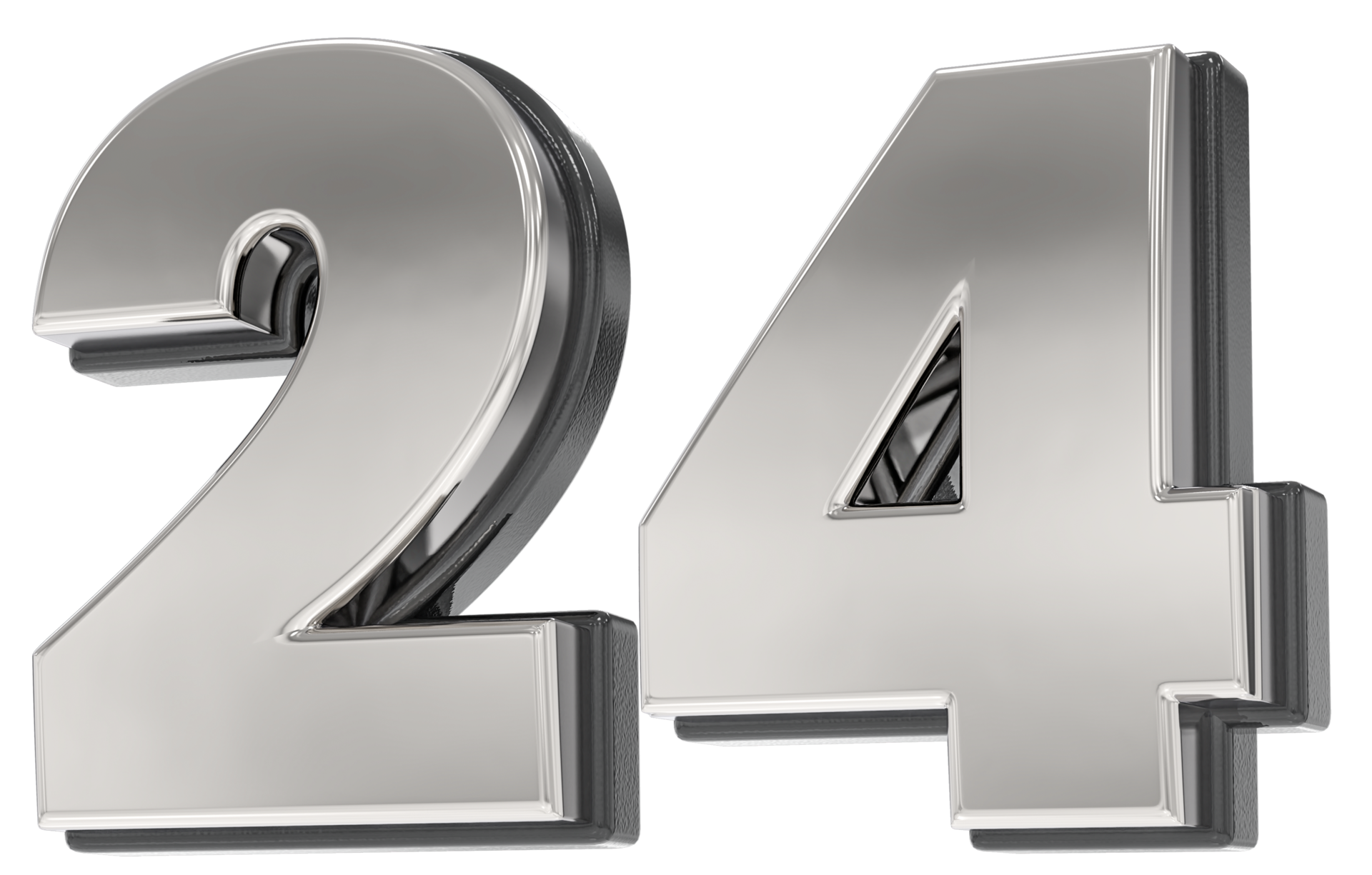 24 Number Silver And Black 3D Render 41280553 PNG