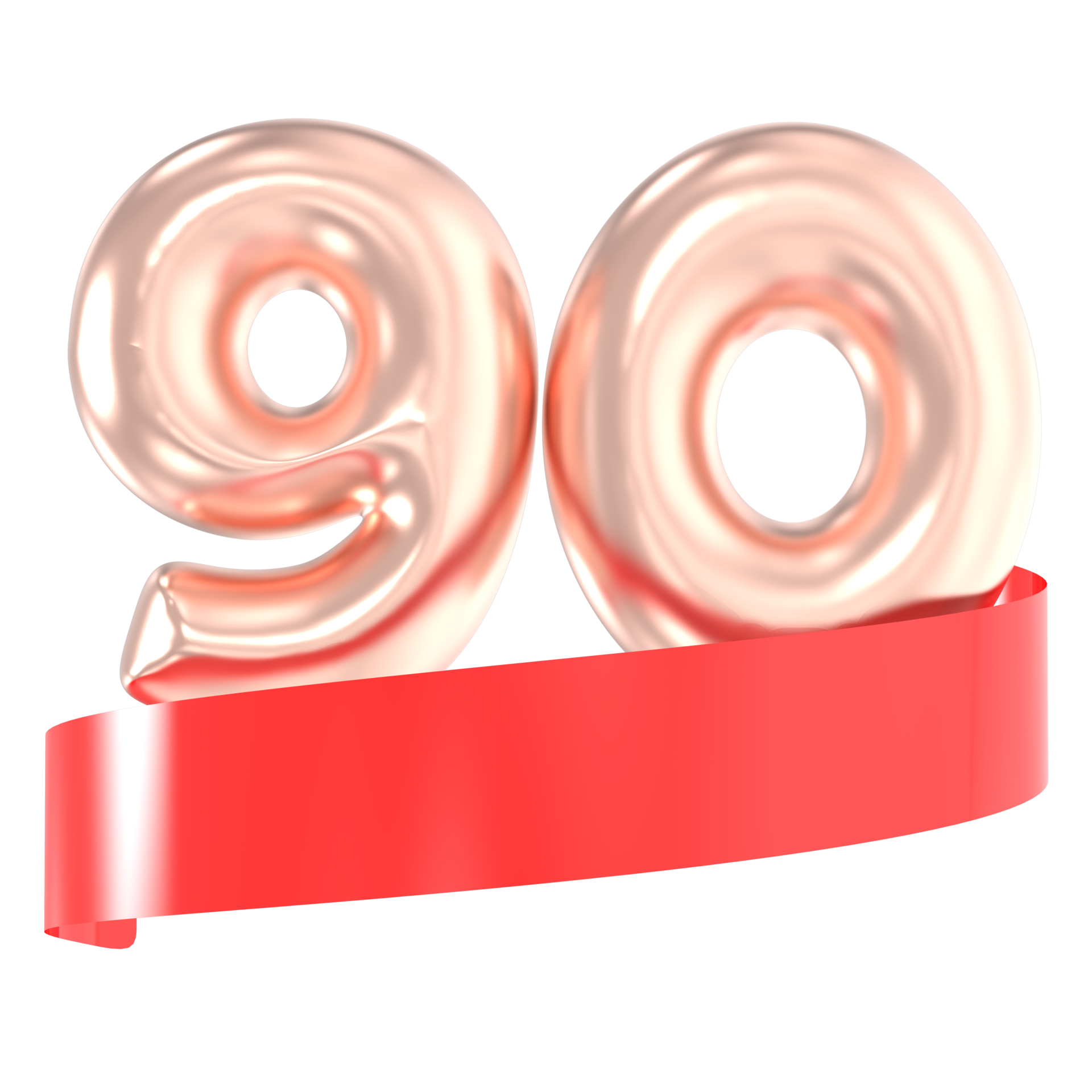 Anniversary Balloon 90 Number Gold 3d Rendering 41280680 Png
