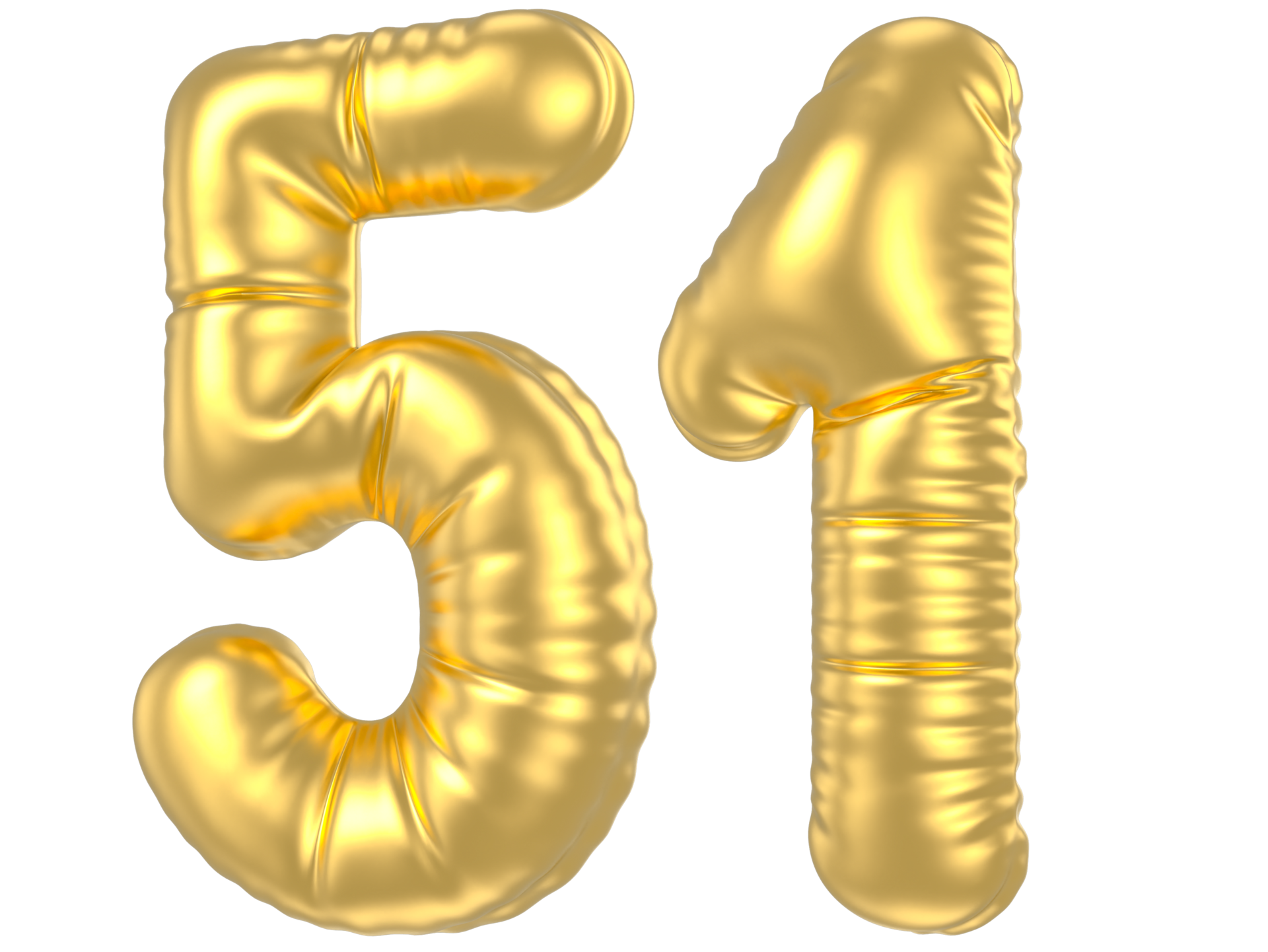 3d Gold Number 51 Rendering 41280694 Png