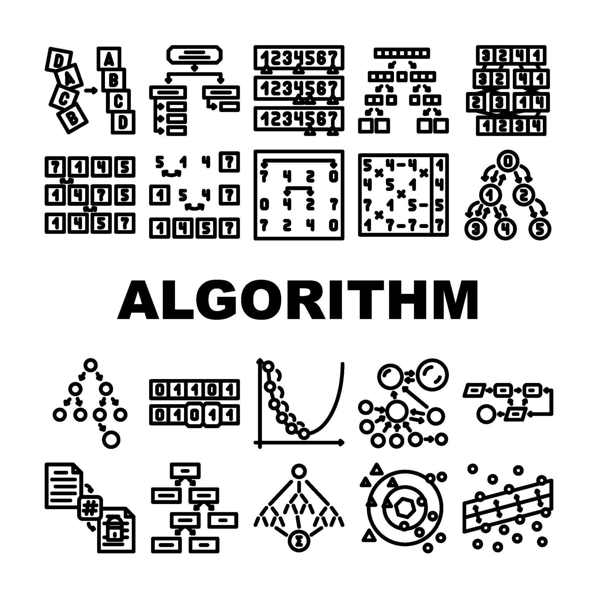 sorting algorithm data filter icons set vector 41280728 Vector Art at ...