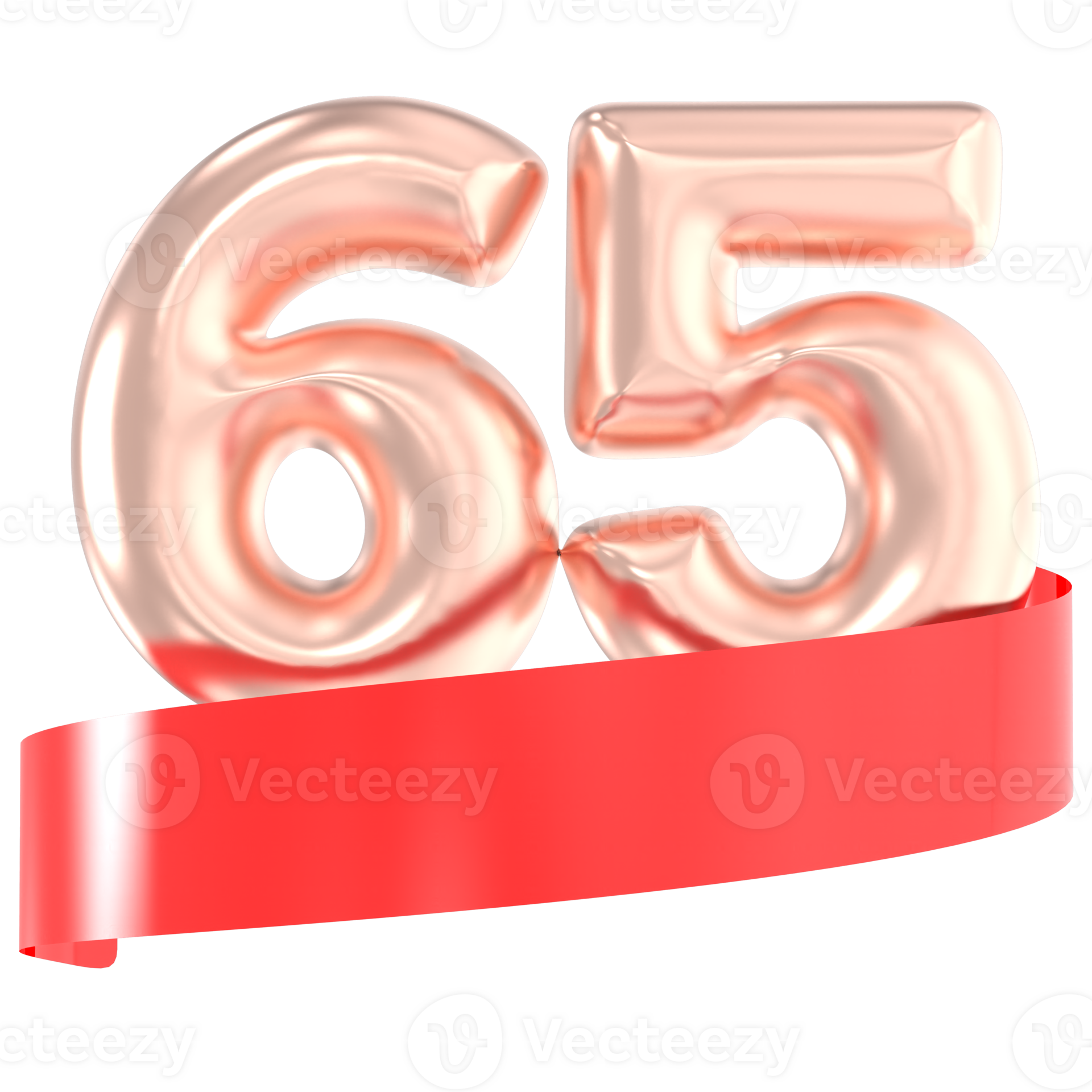 Anniversary Balloon 65 Number Gold 3d Rendering 41280778 Png
