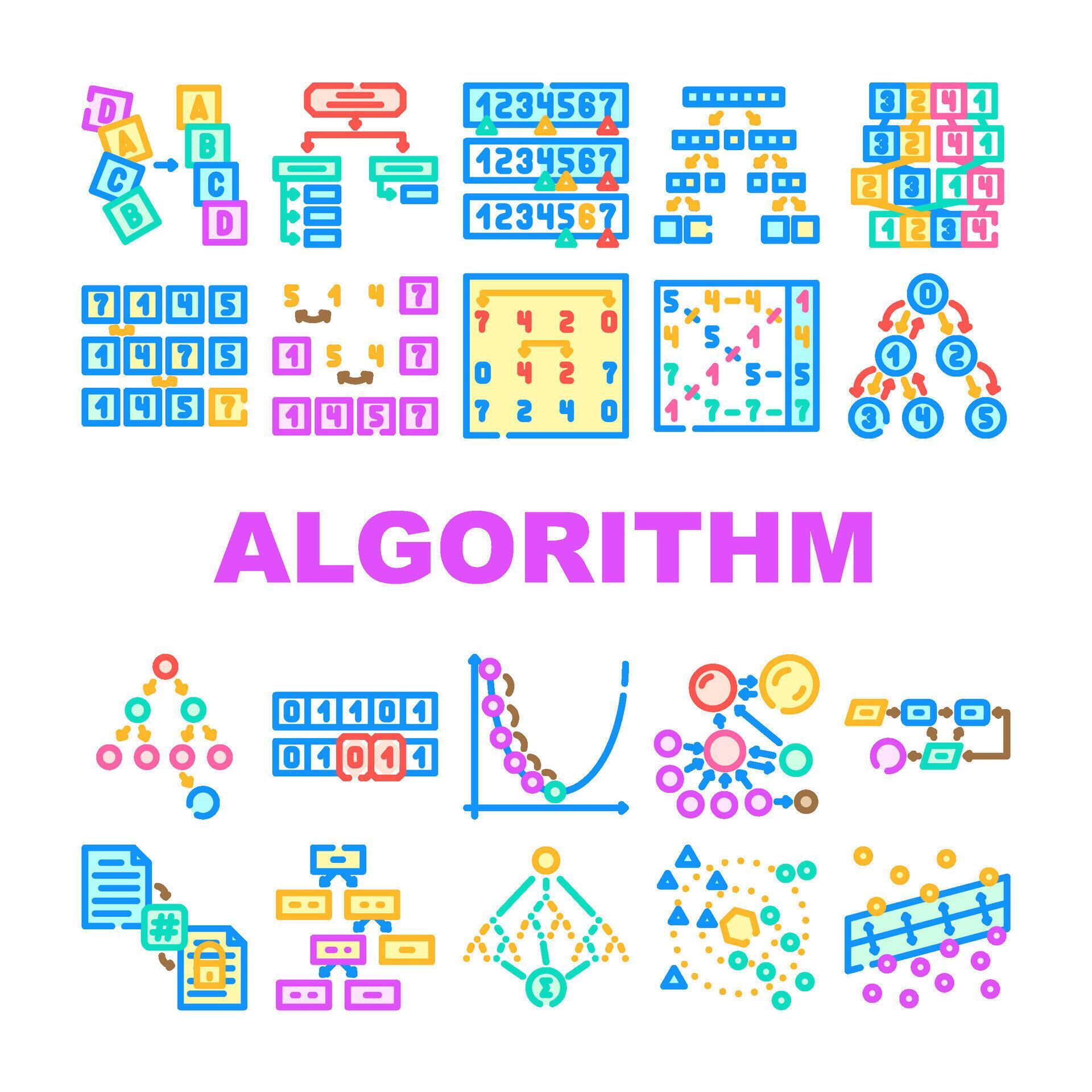 sorting algorithm data filter icons set vector 41280913 Vector Art at ...
