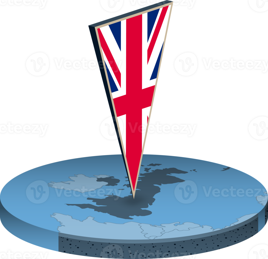 United Kingdom Flag And Map In Isometry 41281063 Png