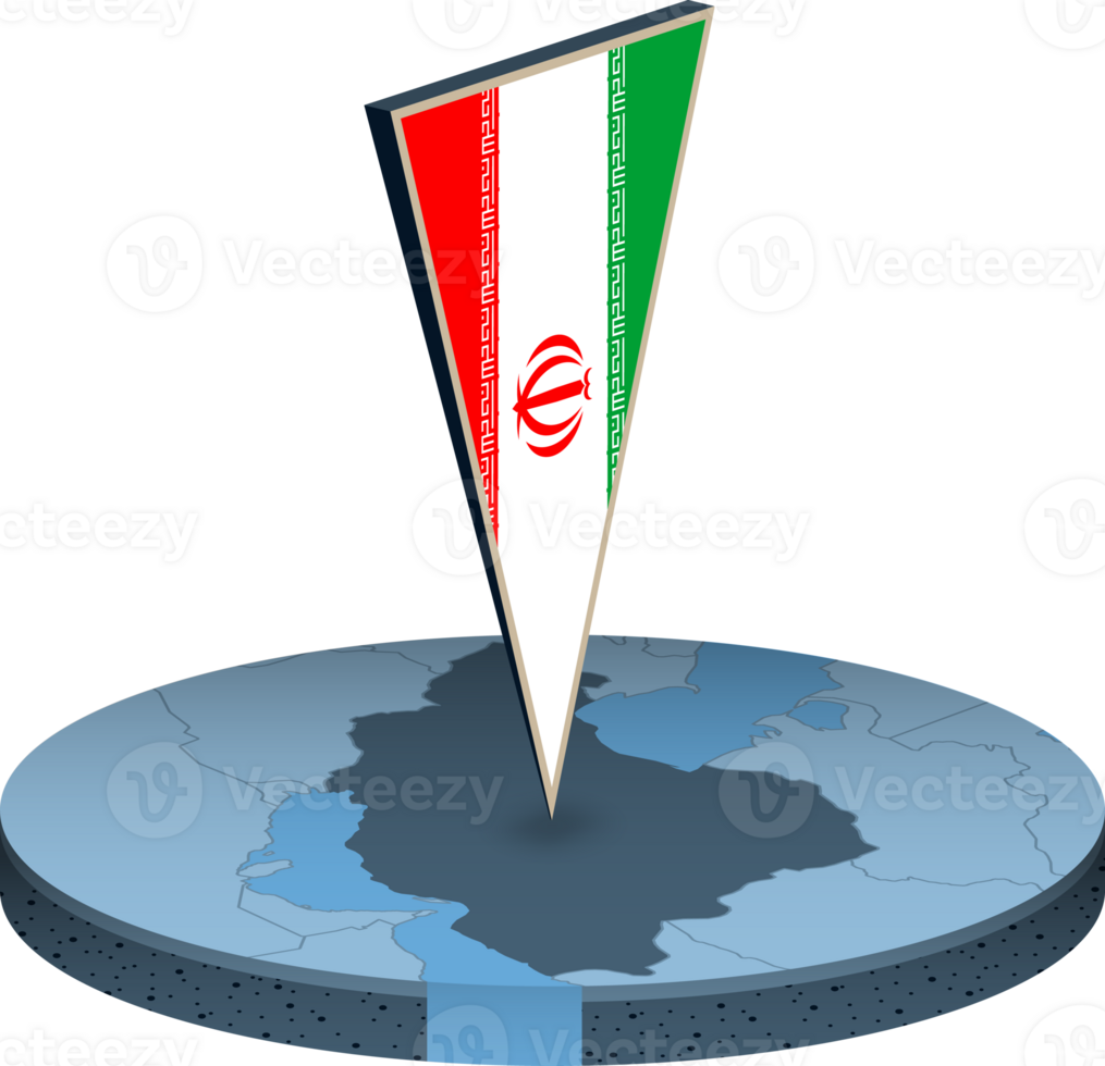 Iran Flag And Map In Isometry 41281180 Png