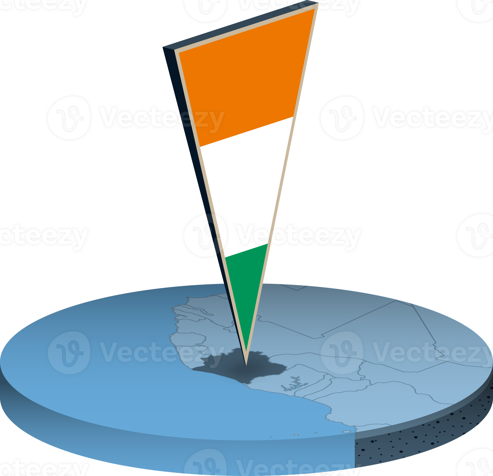 Ivory Coast Flag And Map In Isometry 41281229 Png