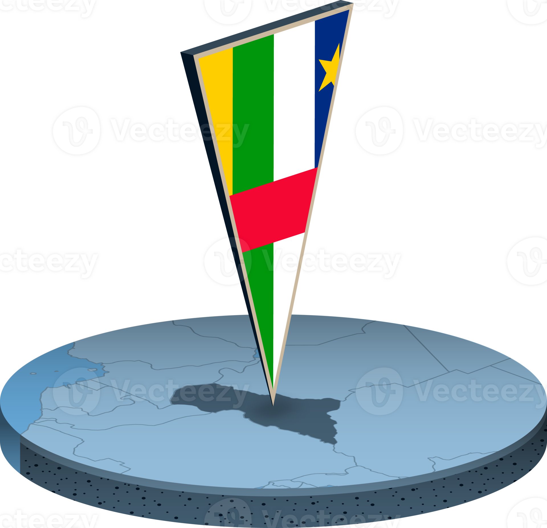 Central African Republic Flag And Map In Isometry 41281256 Png
