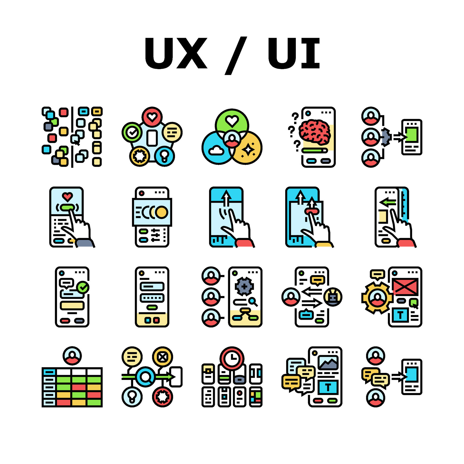 Ui Ux Digital Develop Code App Icons Set Vector 41281744 Vector Art At