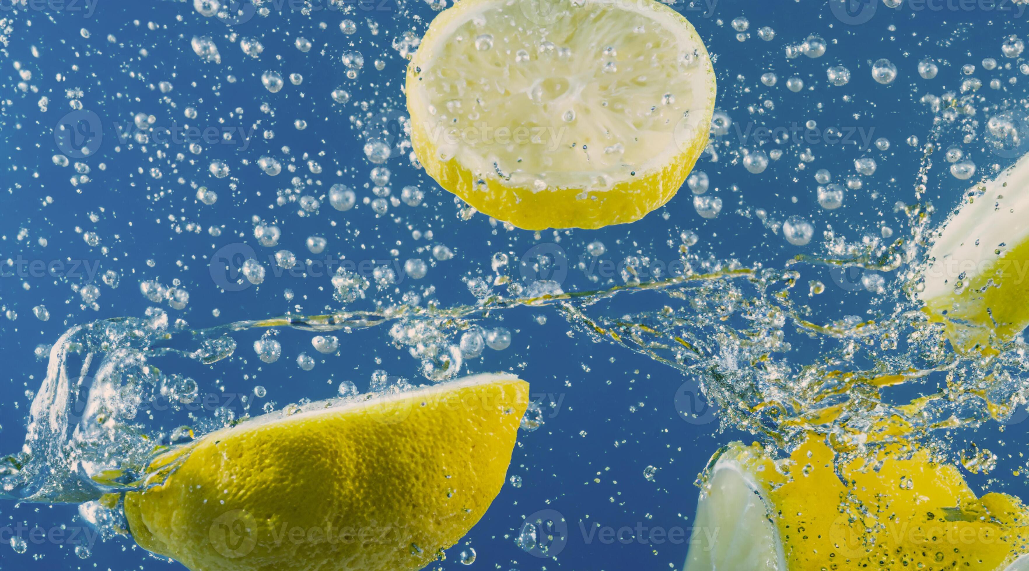 Underwater lemon slice in soda water or lemonade with bubbles. 41299765 Stock Photo at Vecteezy