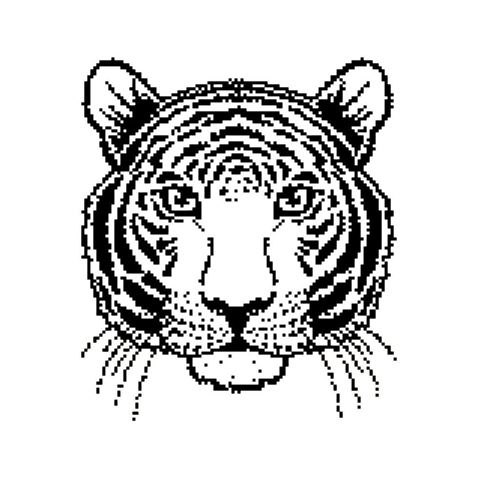 Tiger head with bitmap effect 41302090 Vector Art at Vecteezy