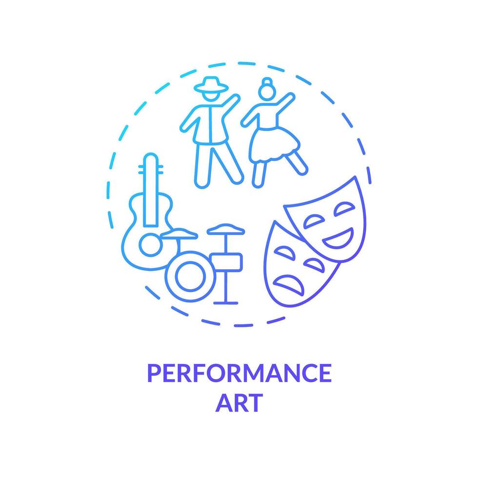 2D gradient performance art icon, creative isolated vector, thin line illustration representing ...