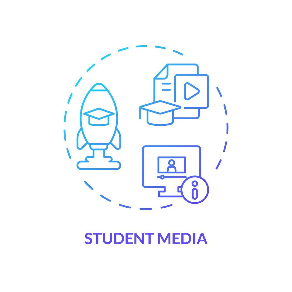 2D gradient student media icon, creative isolated vector, thin line ... 2D gradient student media icon, creative isolated vector, thin line ...