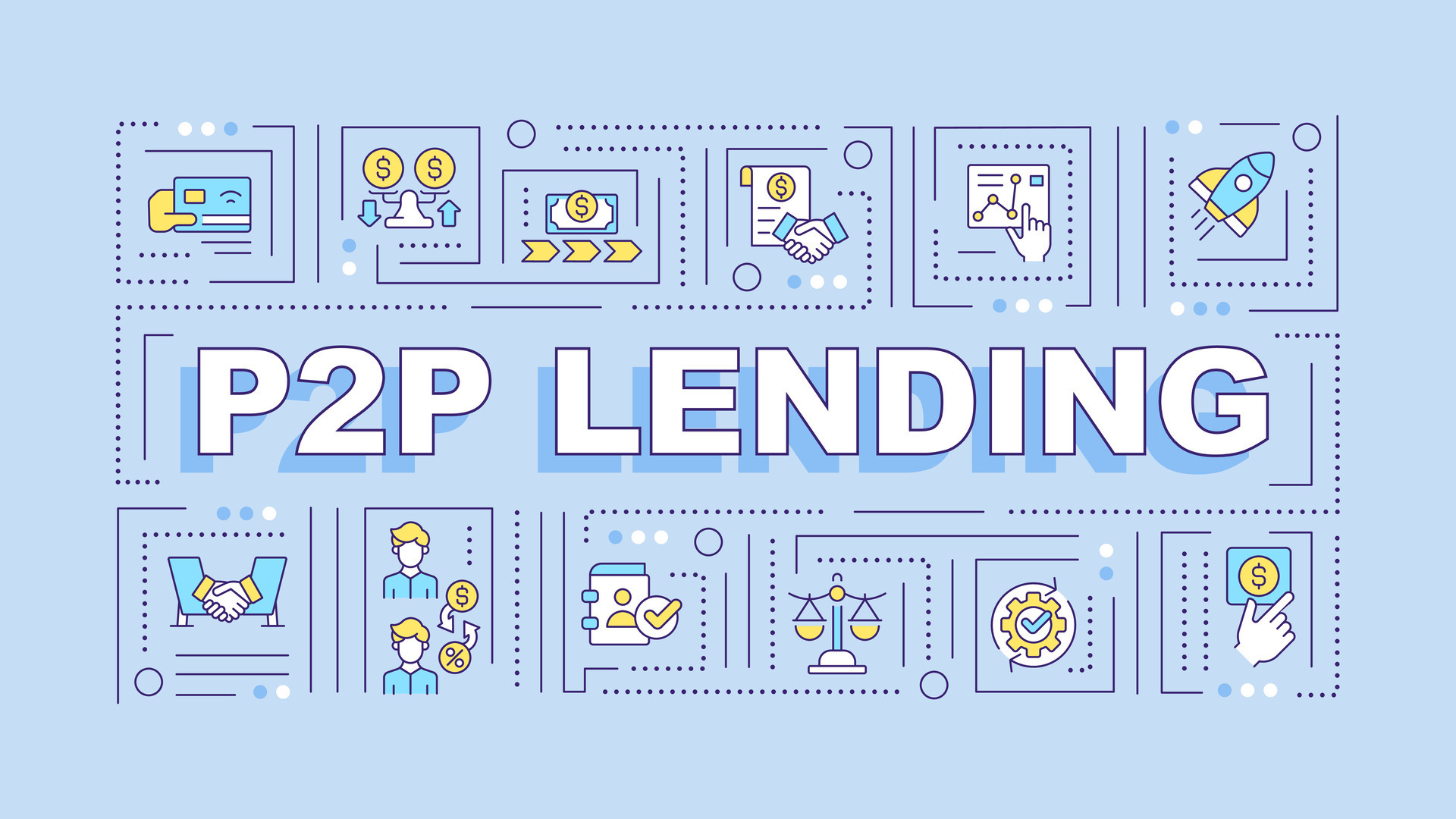 P2P lending blue word concept. Alternative to traditional banking. Typography banner. Flat ...
