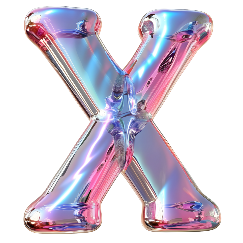 AI generated 3D Letter X Glossy Liquid Style Mesmerizing Holographic Gradient Effect 41304382 PNG