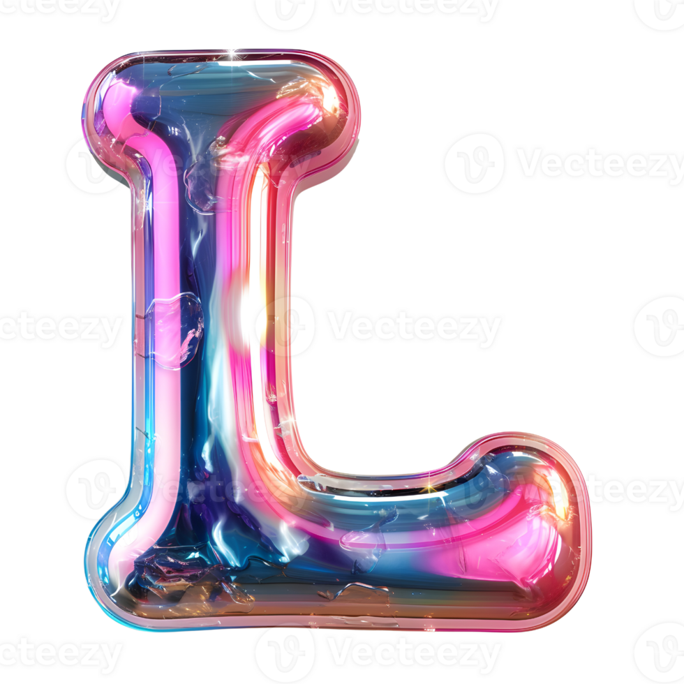 AI generated Mesmerizing Holographic Gradient 3D Letter L in Liquid Style 41304450 PNG