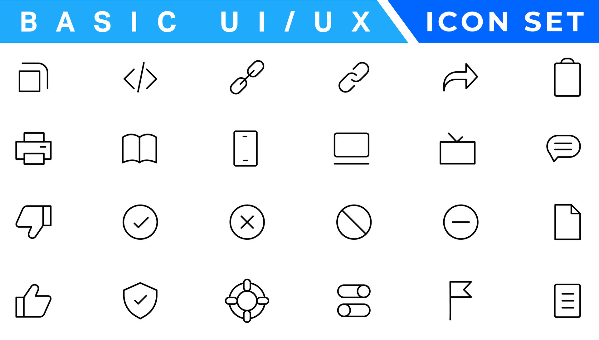 Basic Ui Ux Icon Set Set Icon Of User Interface Vector Illustration