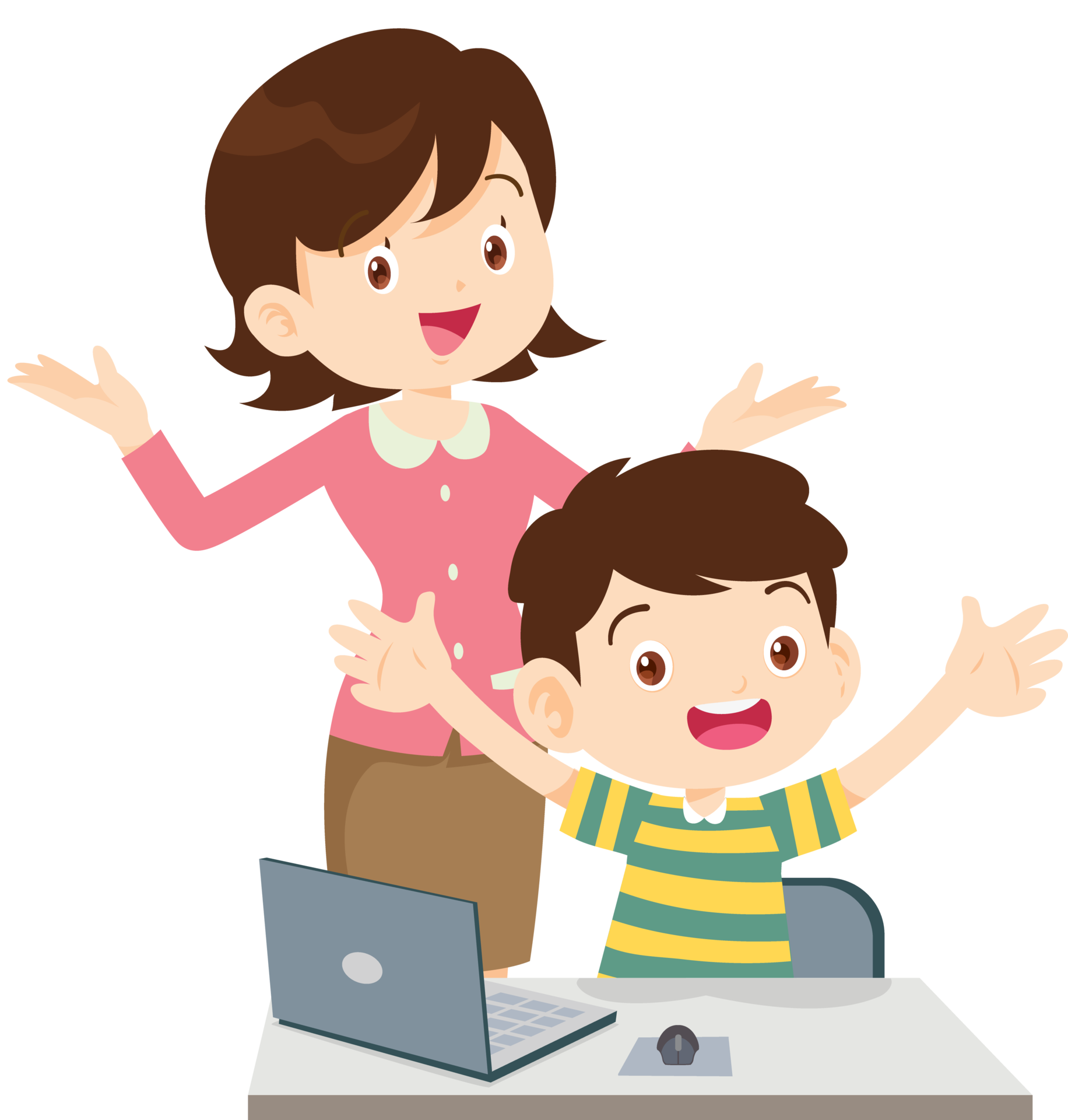 teacher and student learn computer 41318008 PNG