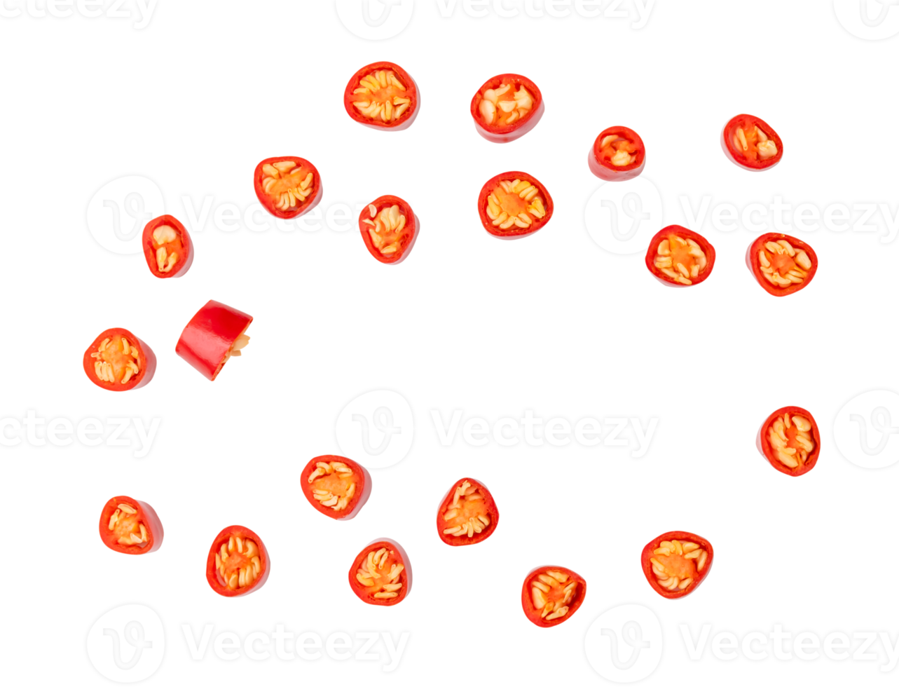 Top View Set Of Red Chili Pepper Slices Isolated With Clipping Path In Png File Format 41320520 Png