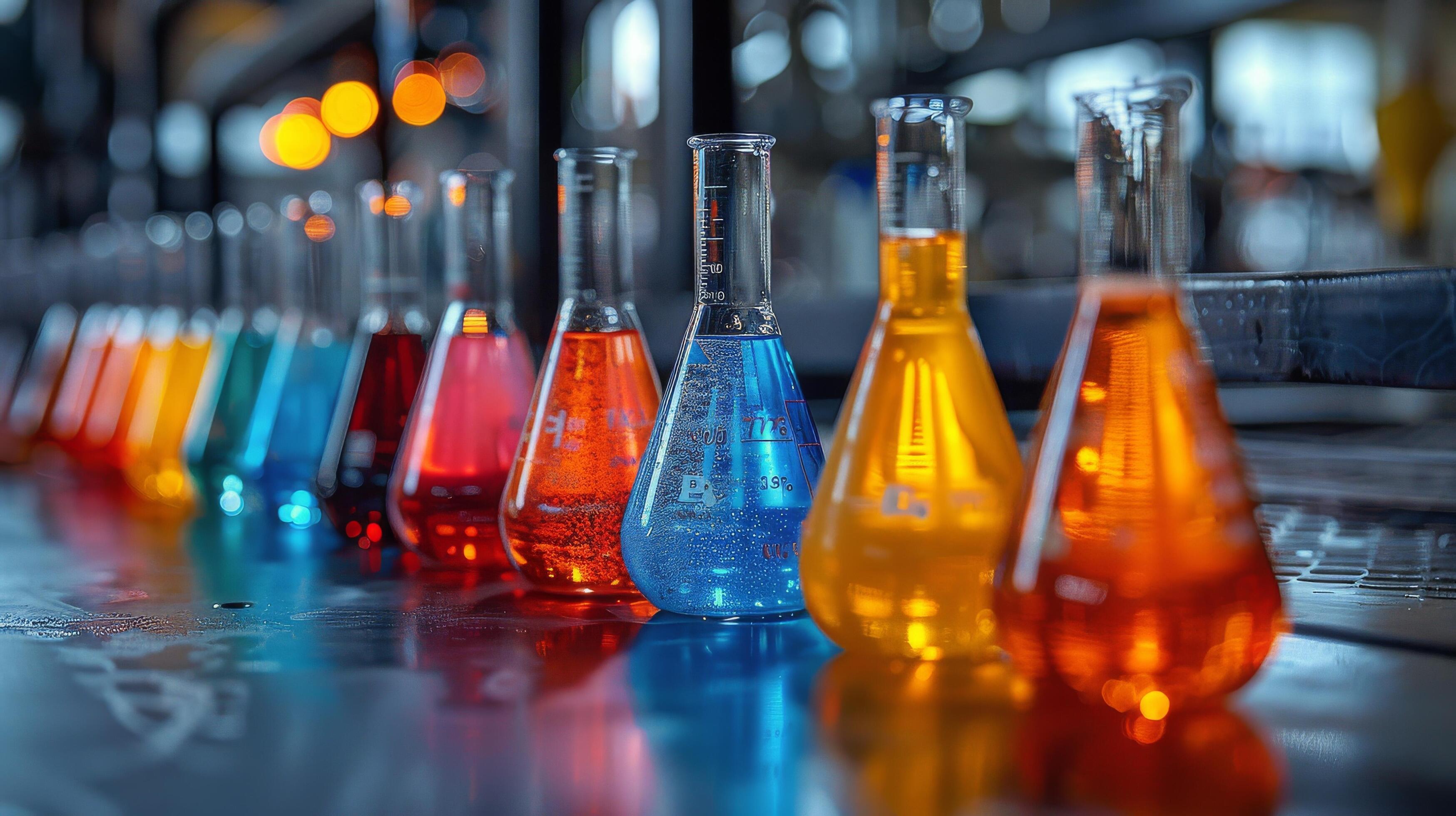 AI generated Colorful Flasks Filled With Liquid 41323437 Stock Photo at ...