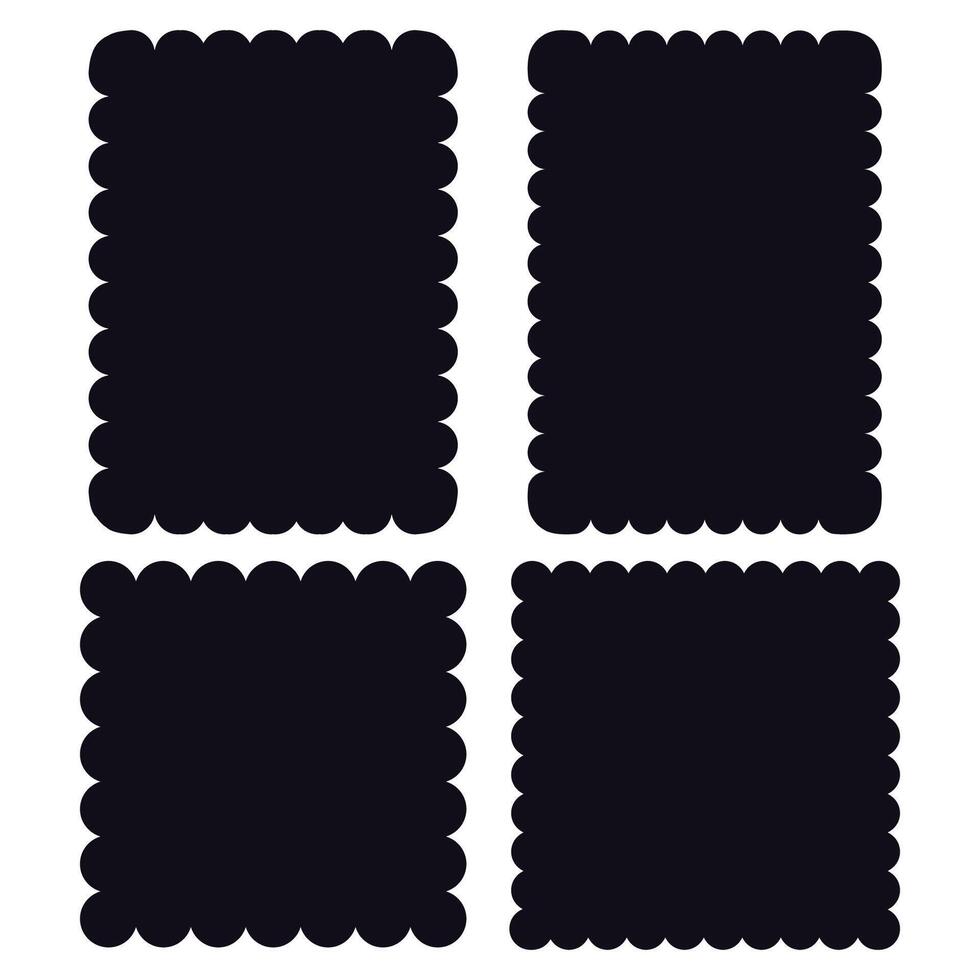 Scalloped edge border silhouette shapes, wavy borders isolated on white ...