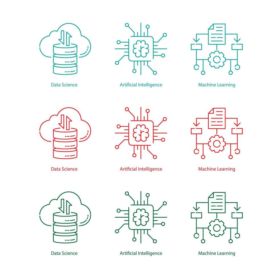 Comparing Data Science AI ML Vector Icons Essential Visual Reference ...