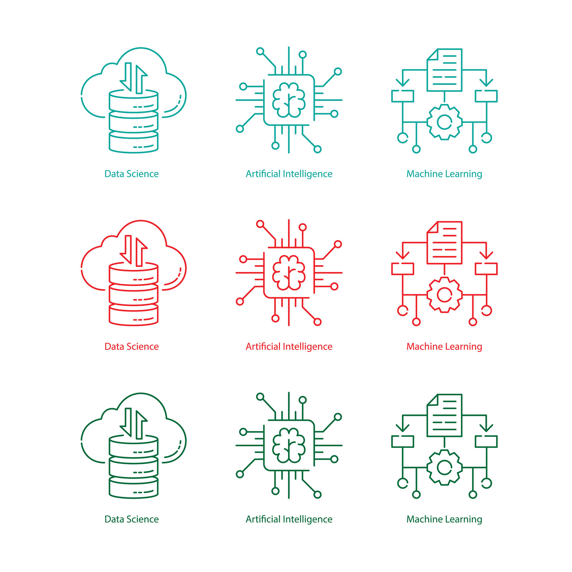 Comparing Data Science AI ML Vector Icons Essential Visual Reference ...